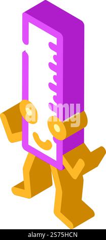 ruler school character isometric icon vector illustration Stock Vector ...