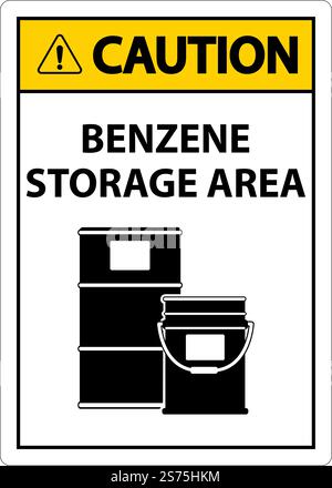 Caution Benzene Storage Area Sign On White Background Stock Vector ...