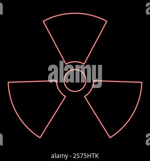 Neon radioactivity Symbol Nuclear sign red color vector illustration ...