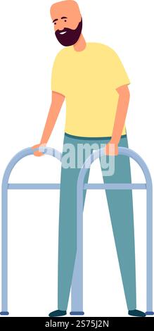 Rehab walker icon cartoon vector. Physical therapist. Patient health ...