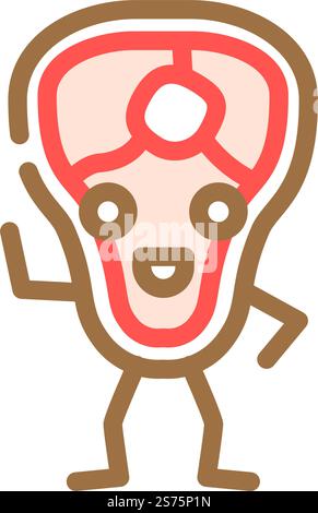 steak meat character color icon vector illustration Stock Vector Image ...