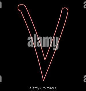 Neon nu greek symbol small letter lowercase font red color vector ...