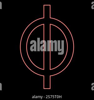 Neon phi greek symbol small letter lowercase font red color vector ...