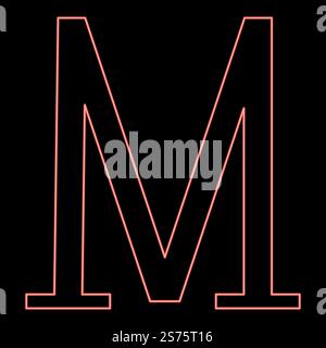 Neon mu greek symbol capital letter uppercase font red color vector ...