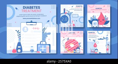 Diabetes Testing Healthcare Social Media Post Flat Cartoon Hand Drawn ...