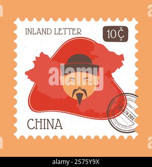 Inland letter, Chinese speed post delivery vector Stock Vector Image ...