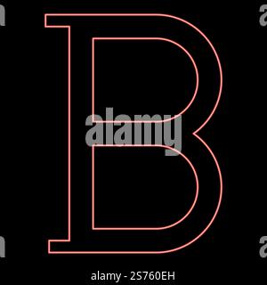 Neon beta greek symbol capital letter uppercase font red color vector ...