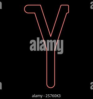 Neon gamma greek symbol small letter lowercase font red color vector ...