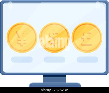 Online computer trade icon cartoon vector. Worker study. School money ...