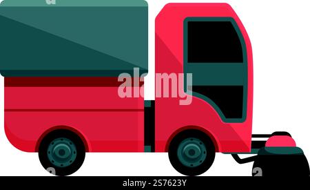 Red sweeper icon cartoon vector. Road truck. Machine city Stock Vector ...