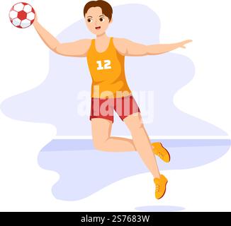 Handball Illustration of a Player Touching the Ball with His Hand and ...