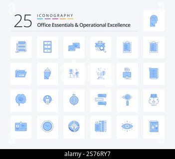 Office Essentials And Operational Exellence Blue 5 Icon Pack Including ...