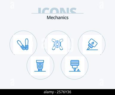 Mechanics Blue Icon Pack 5 Icon Design. . . scan. oil. engine Stock ...