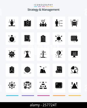 Business and Marketing strategy black glyph icons set vector Stock ...