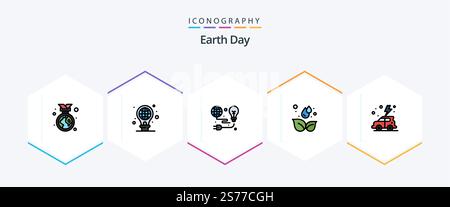 Earth Day 25 FilledLine icon pack including global. badge. green ...