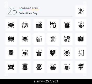 Valentines Day 25 Glyph icon pack including love. love. holidays. gown ...