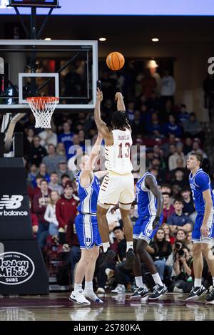 Boston College guard Donald Hand Jr. (13) attempts to shoot against ...