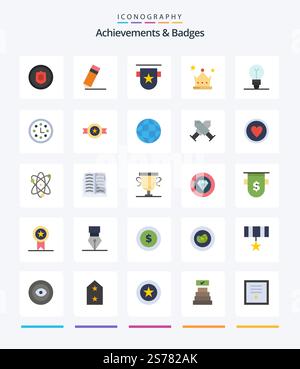 Achievements and Badges Flat 5 Icon Pack Including badge. medal. award ...