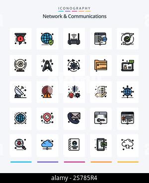 Network And Communications Line Filled 5 Icon Pack Including user. contacts. business. coding ...