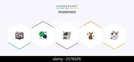 Investment 25 FilledLine icon pack including share. credit. growth ...