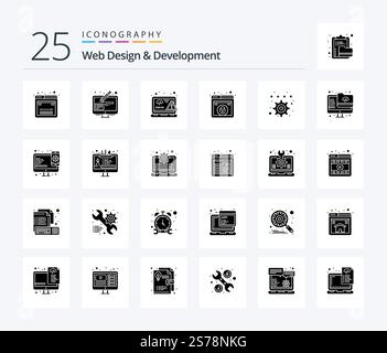 Web Development 25 Solid Glyph icon pack including serving. web ...