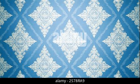 Ethereal Ornamental Thai Cloud Motifs in Soft Gray on a Serene Sky Blue ...