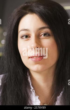 Portrait of a beautiful long-haired Russian female with gray eyes Stock ...