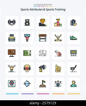 Sports Atributes And Sports Training 25 Line icon pack including soccer ...