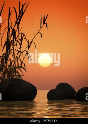 Nice sunset scene on ocean shore Stock Photo - Alamy