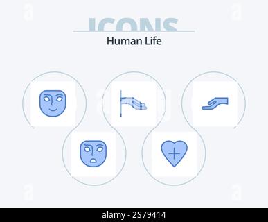 Human Blue Icon Pack 5 Icon Design. face. locked. elevator. human ...