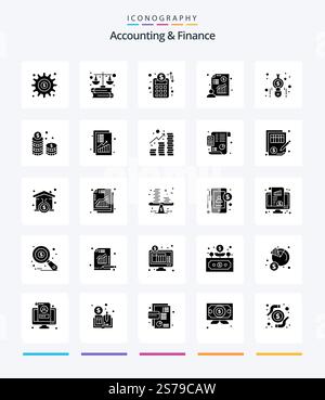 Accounting And Finance 25 Glyph icon pack including development. chart. business. revenue ...