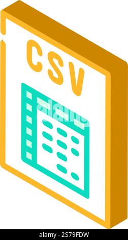 csv file format document isometric icon vector illustration Stock ...