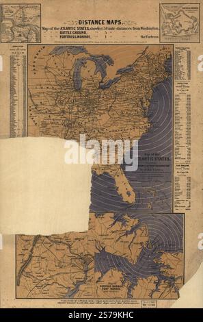 Map of the Atlantic States, showing distances from Washington (in bee ...