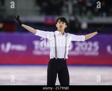 Chiu Hei Cheung of Hong Kong perform during the men's short program in ...