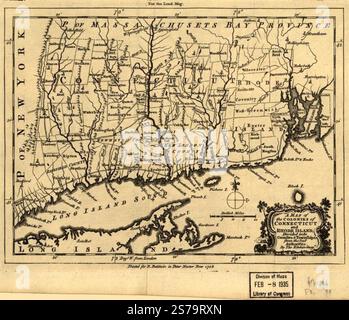 A map of the colonies of Connecticut and Rhode Island, divided into ...