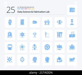 Data Science And Fabrication Lab Blue 5 Icon Pack Including printing. digital. model. pencil ...