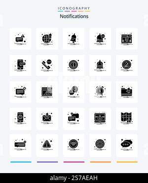 Notifications 25 Glyph icon pack including settings. notification ...