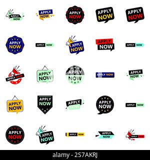 Make a Statement with Our Pack of 25 Apply Now Banners Stock Vector ...