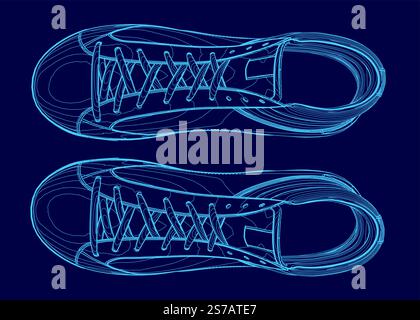 Pair of blue shoes. The shoes are shown in a blue color scheme Stock ...