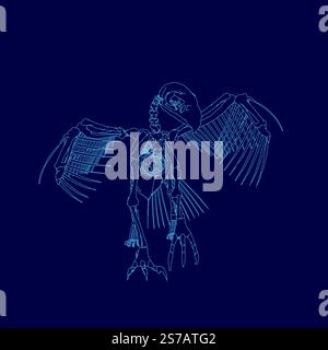 Blue skeleton with wings. The skeleton is in a blue color scheme Stock ...