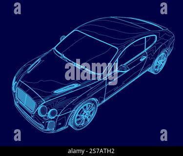 Blue car outline. The car is shown in a blue drawing Stock Vector Image ...