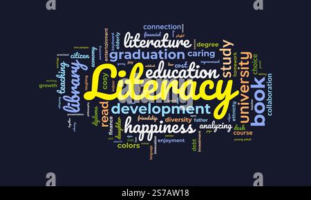 Literacy word cloud template. Literacy concept vector tagcloud ...