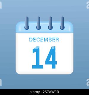 December 14 - calendar and Time planner. Daily Calendar Icon reminder ...