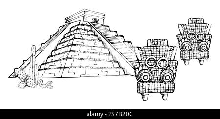 Mesoamerica Aztec Egyptian ancient monument, pyramid ruins heritage ...