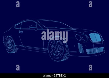 Blue car outline. The car is shown in a blue color scheme Stock Vector ...