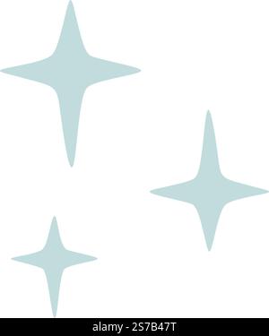 Simple four pointed star with sparkling, diamond shape, doodle style ...