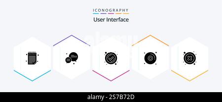 User Interface 25 Glyph icon pack including content. columns. user. user. interface Stock Vector ...