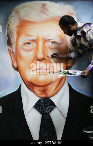 Artist paints Donald Trump in Amritsar, India Indian artist Jagjot ...