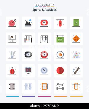 Sports and Activities 25 Flat icon pack including line-icon. ball. gym ...