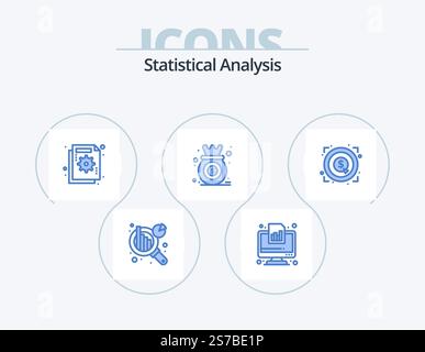 Statistical Analysis Blue 5 Icon Pack Including document. analysis. graph. graph. chart Stock ...